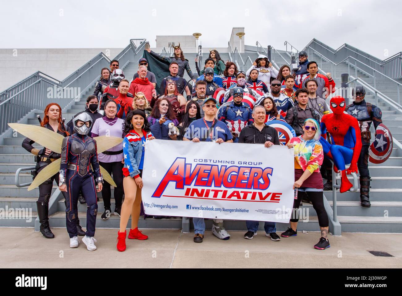 April 2, 2022: Avengers Initiative Marvel Cosplayer group at Wondercon ...