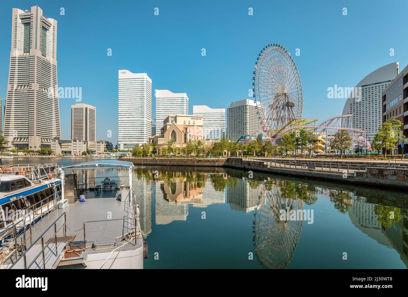 Yokohama skyline and lake promenade, Kanagawa, Japan Stock Photo - Alamy