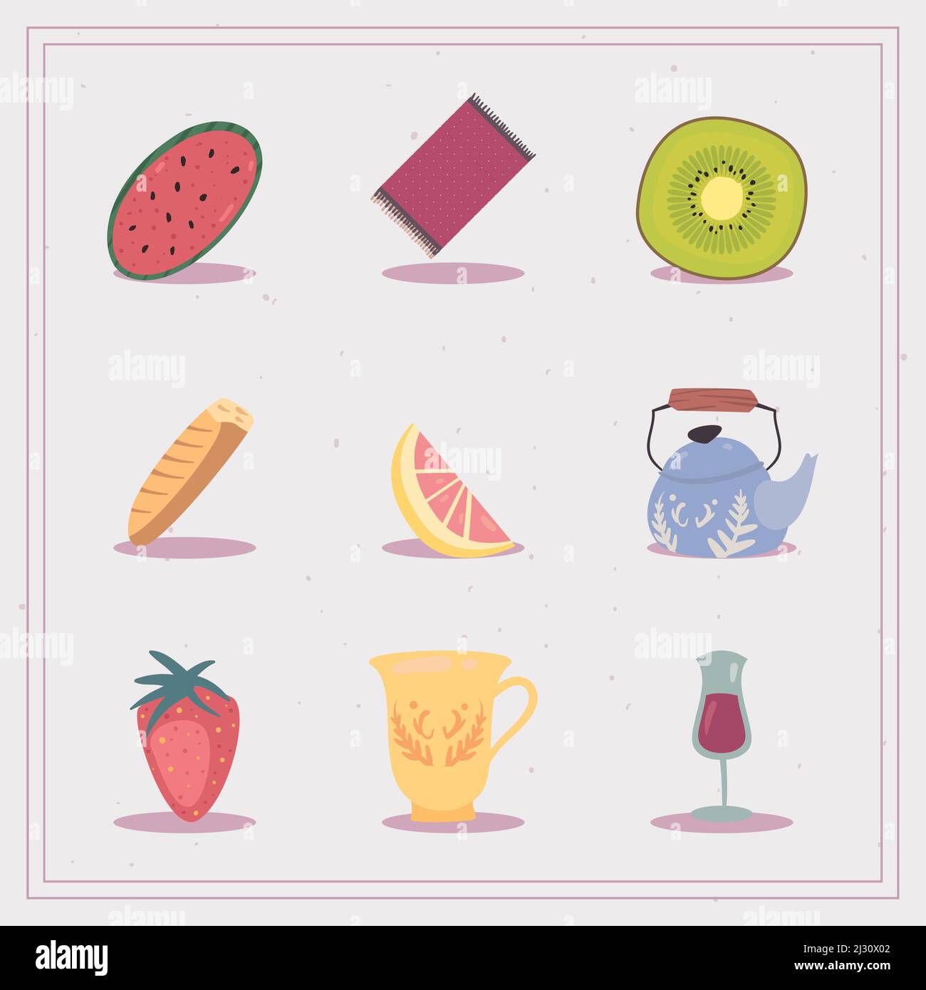 nine picnic items Stock Vector Image & Art - Alamy