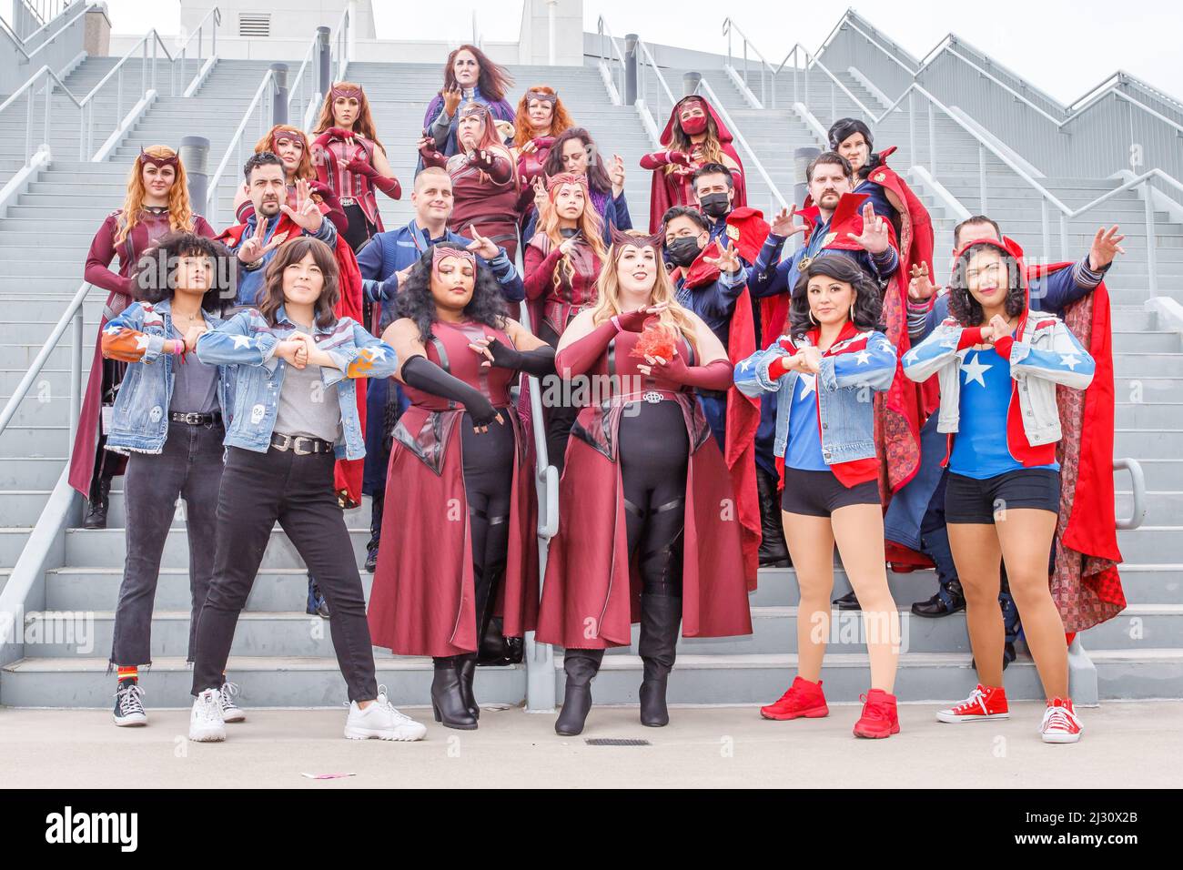 April 2, 2022: Wanda and Dr. Strange Cosplayer group at Wondercon on ...