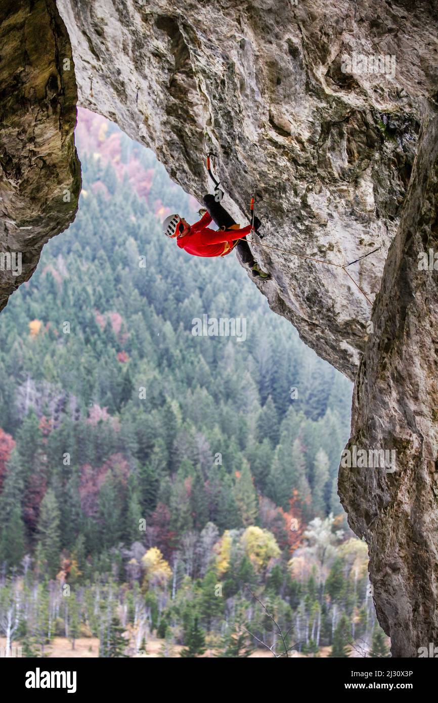 Dry tooling in the bear cave near Oberammergau Stock Photo - Alamy