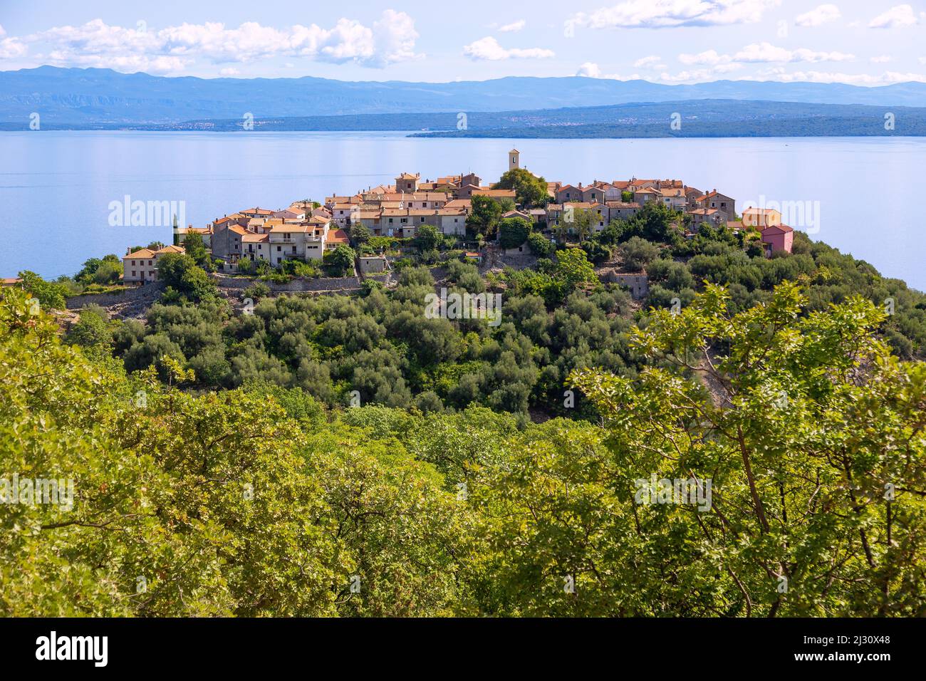 Beli, island of Cres, mountain village, view of Kvarner Bay and ...