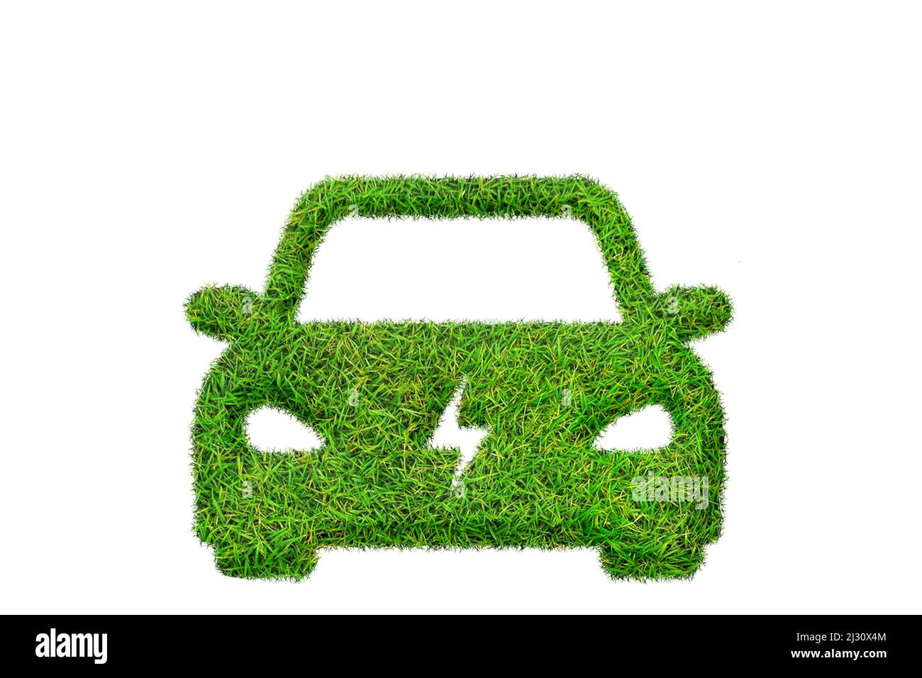 Electric car in Green Grass texture, charger battery power vehicle ...