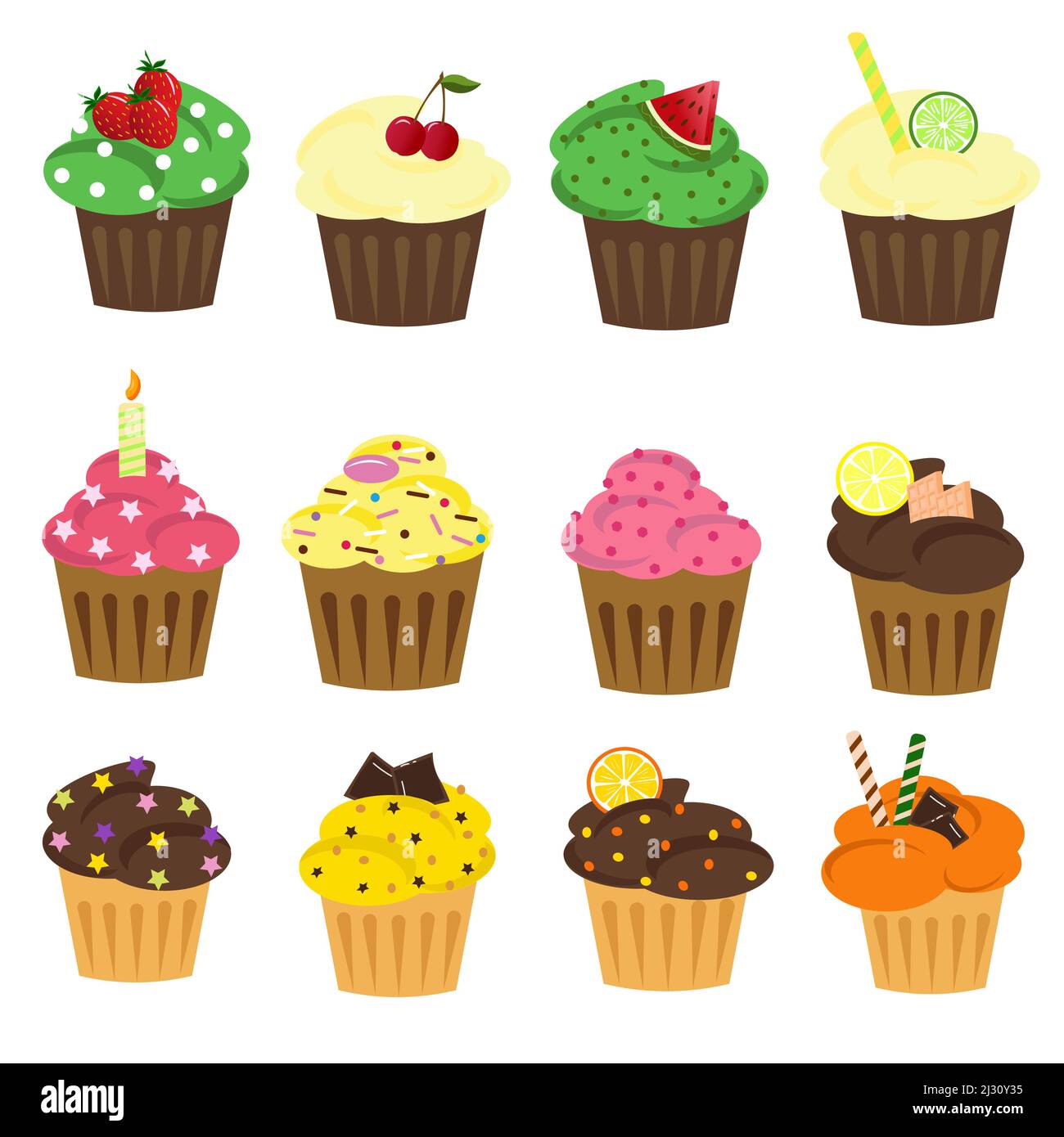 Anniversary cupcakes on cake Stock Vector Images - Alamy