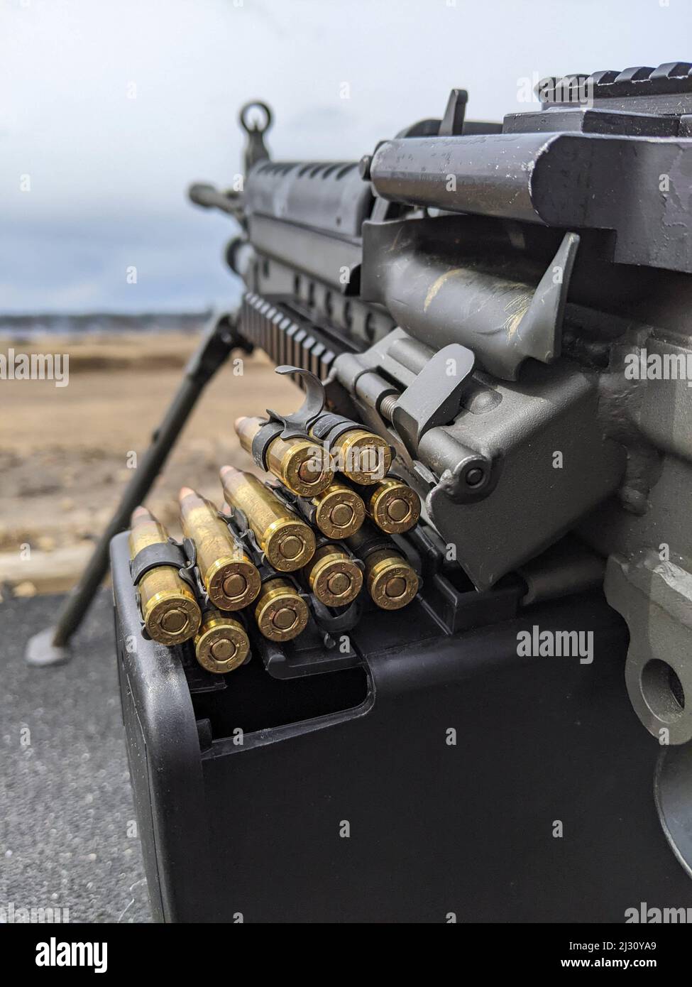 A M249 light machine gun is set up in preperation for a qualifying ...