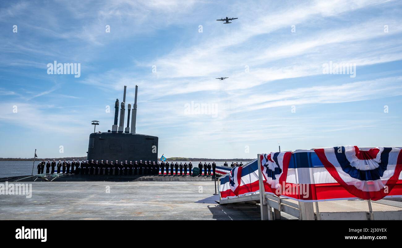 WILMINGTON, Del. (April 2, 2022) – Sailors assigned to USS Delaware ...