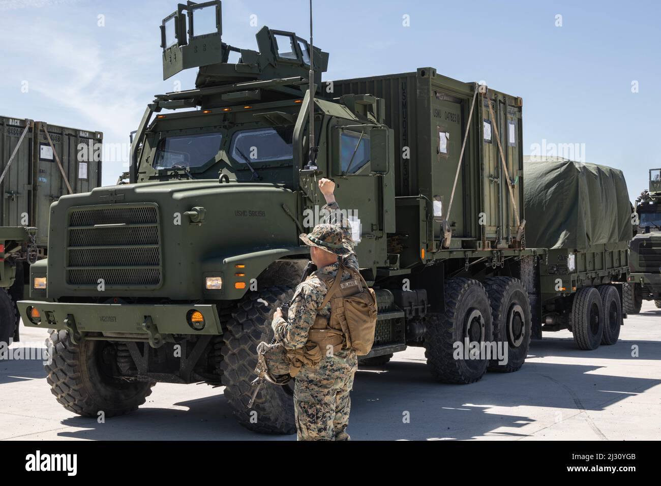 U.S. Marine Corps Cpl. Hunter Belanger, a landing support specialist ...