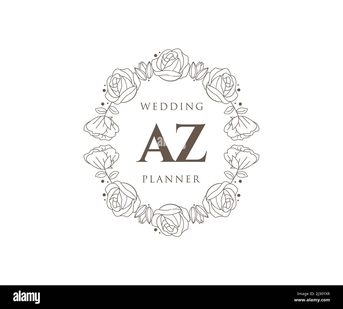 AZ Initials letter Wedding monogram logos collection, hand drawn modern ...
