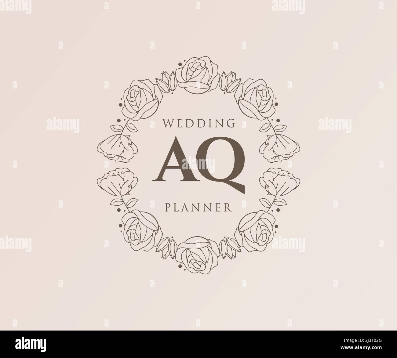 AQ Initials letter Wedding monogram logos collection, hand drawn modern ...