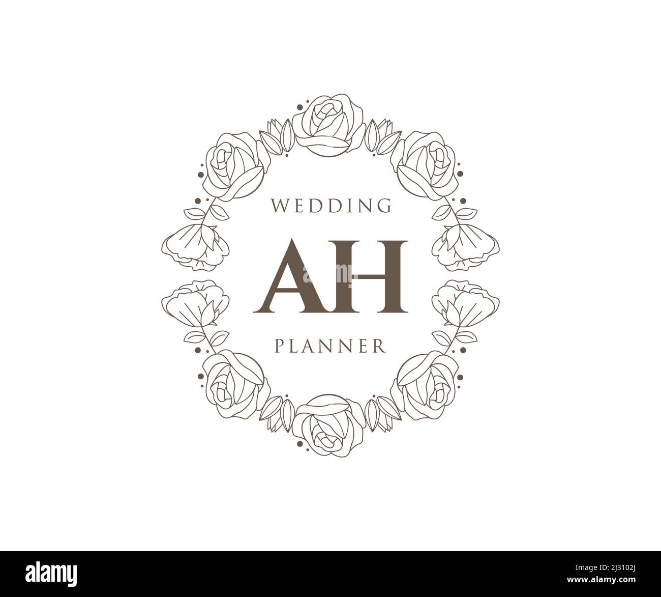 AH Initials letter Wedding monogram logos collection, hand drawn modern ...