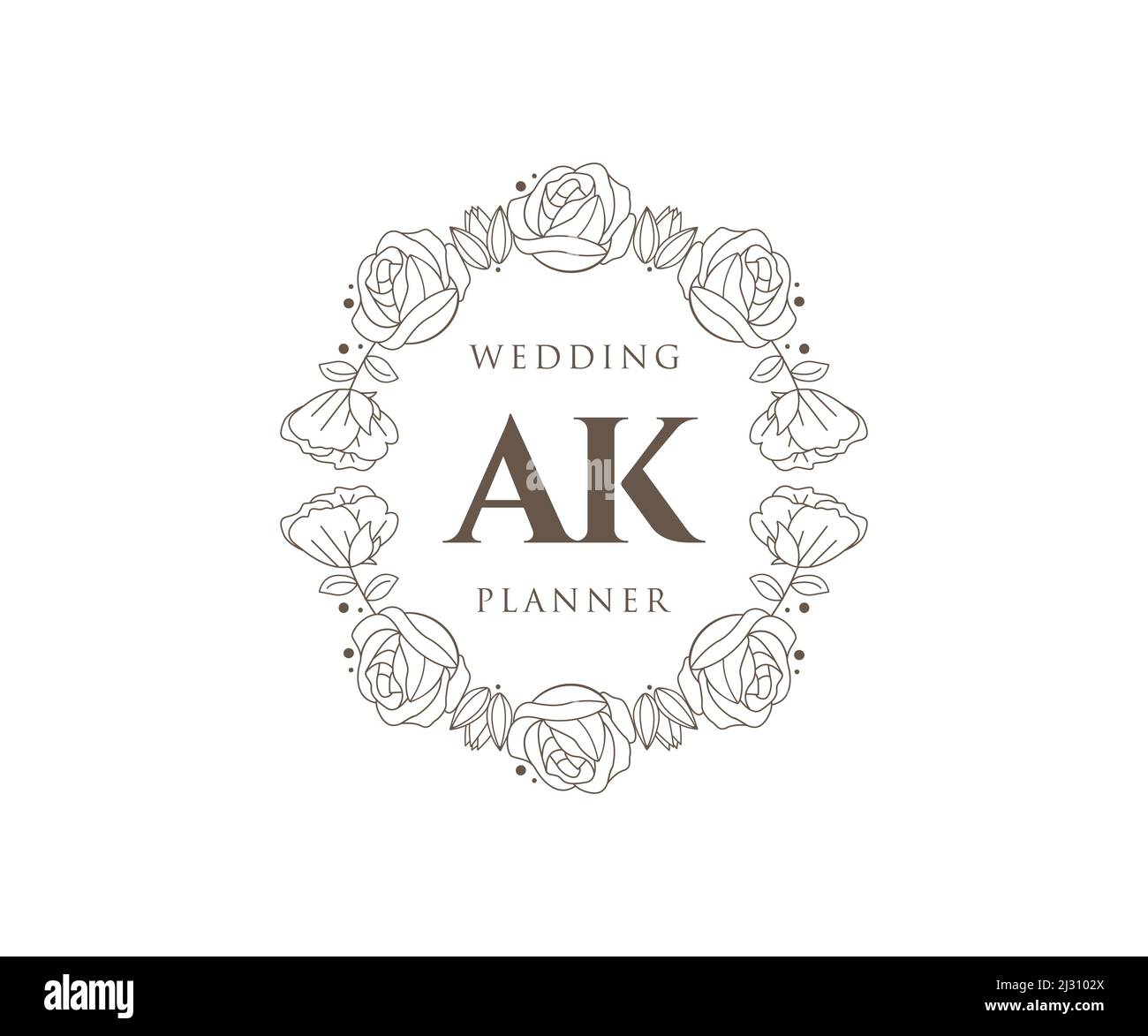 AK Initials letter Wedding monogram logos collection, hand drawn modern ...
