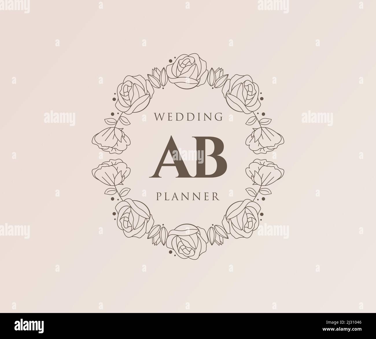 AB Initials letter Wedding monogram logos collection, hand drawn modern ...