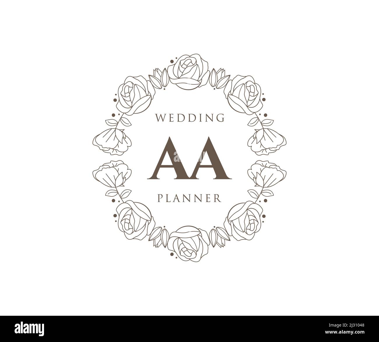AA Initials letter Wedding monogram logos collection, hand drawn modern ...
