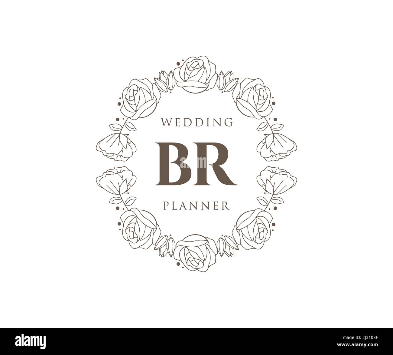 BR Initials letter Wedding monogram logos collection, hand drawn modern ...