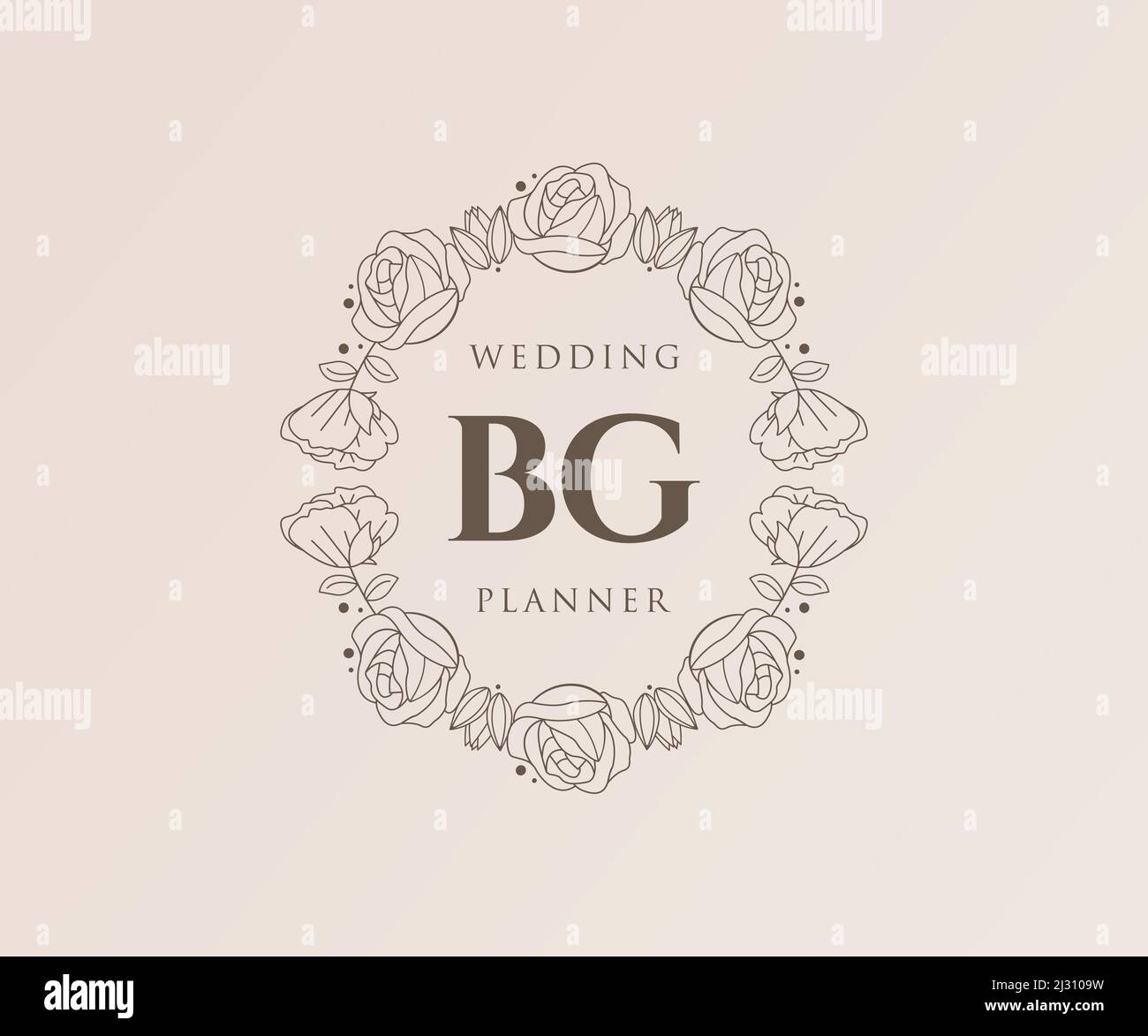 BG Initials letter Wedding monogram logos collection, hand drawn modern ...