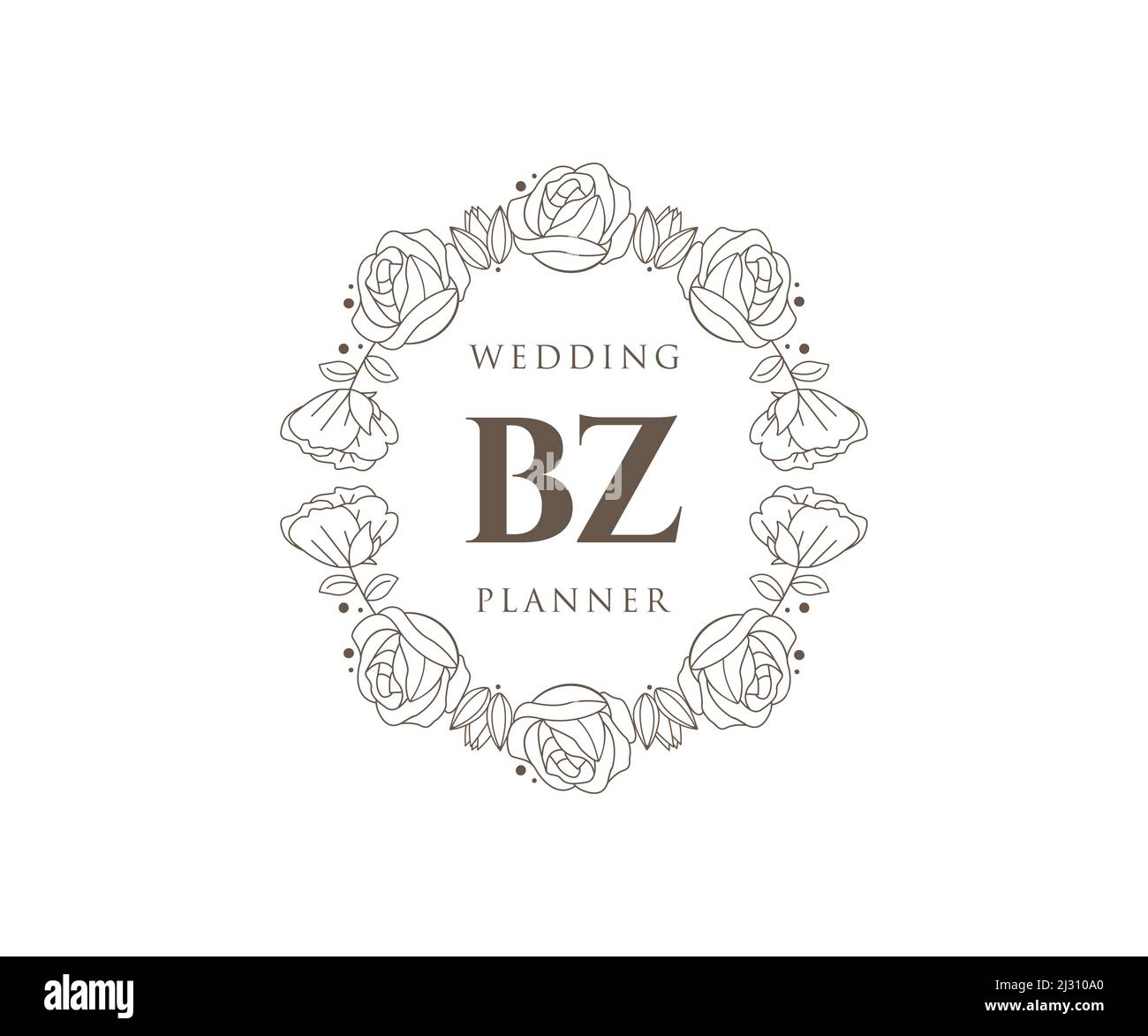 BZ Initials letter Wedding monogram logos collection, hand drawn modern ...