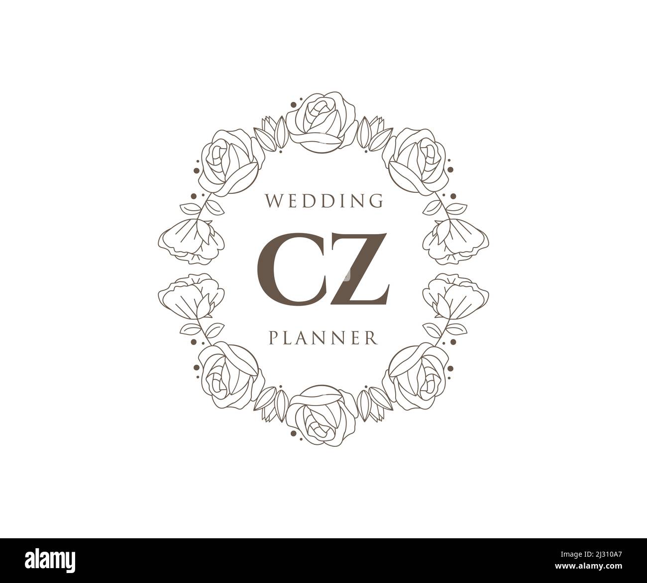 CZ Initials letter Wedding monogram logos collection, hand drawn modern ...