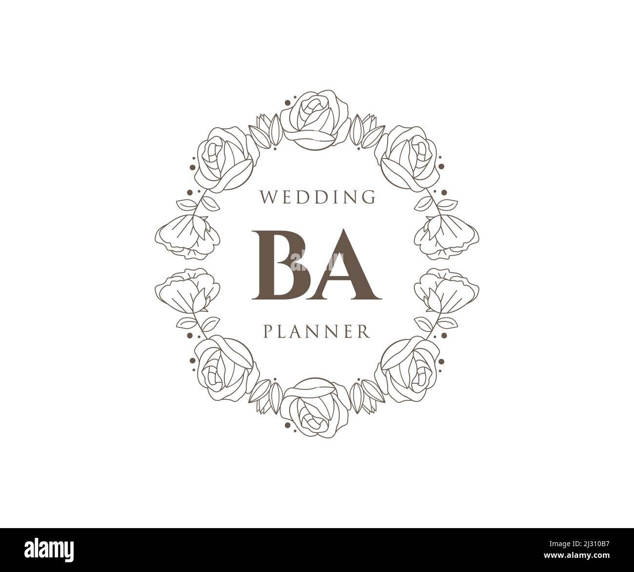 BA Initials letter Wedding monogram logos collection, hand drawn modern ...