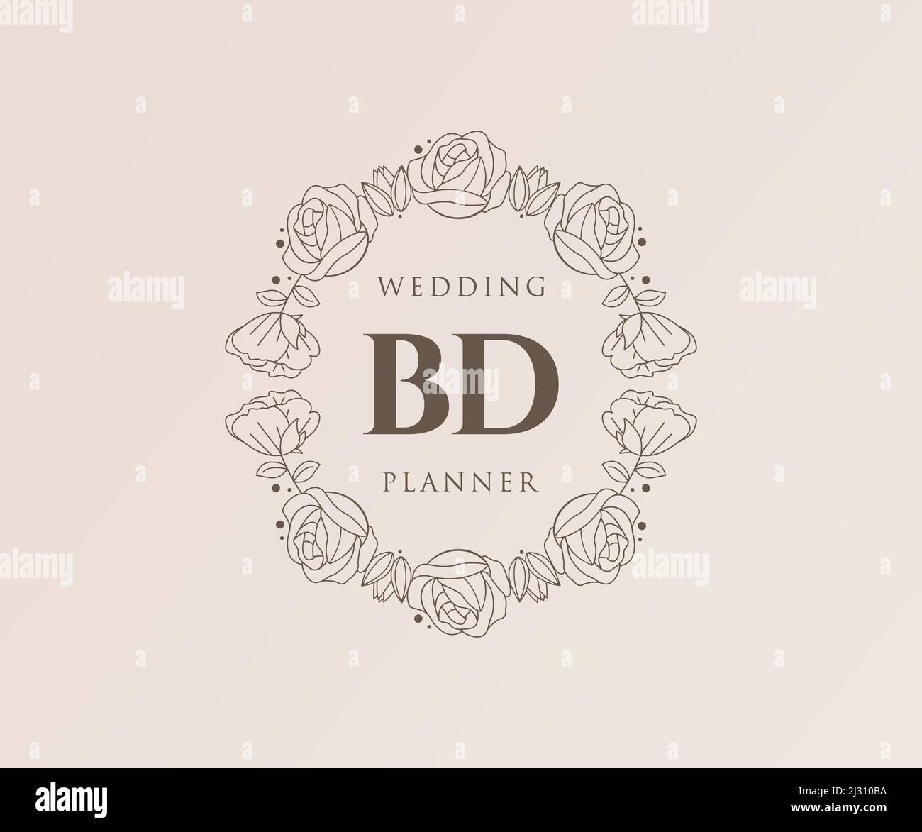 BD Initials letter Wedding monogram logos collection, hand drawn modern minimalistic and floral ...