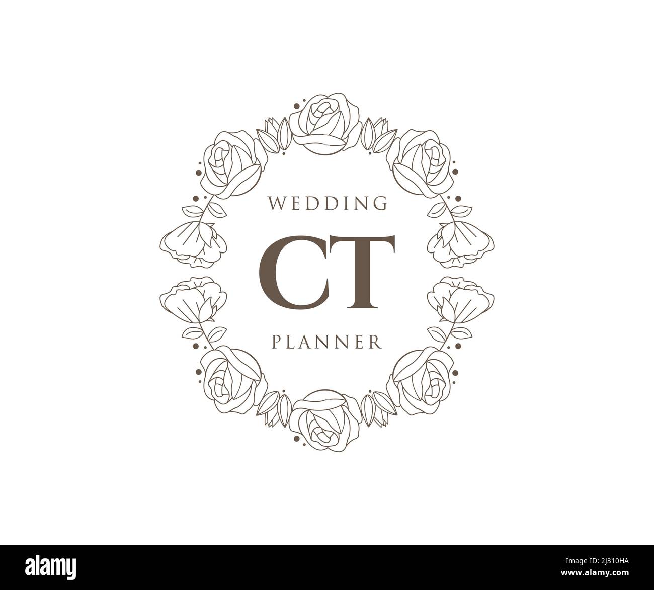 CT Initials letter Wedding monogram logos collection, hand drawn modern ...