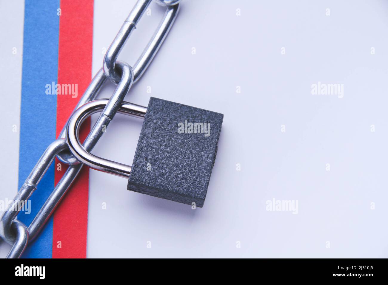 Flag of Russia and a chain with a lock. Country blocking. Prohibited ...
