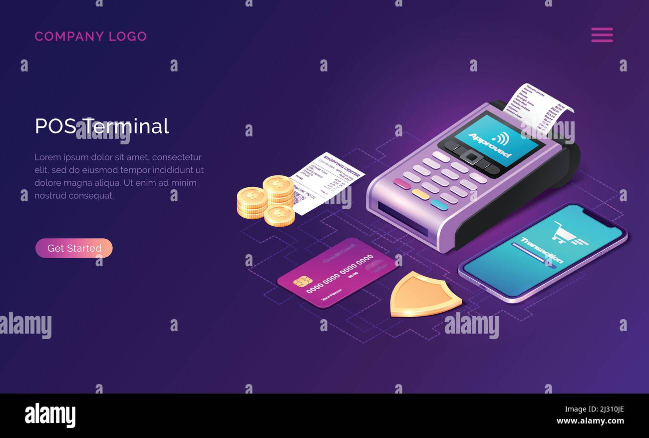POS terminal business concept vector isometric illustration ...