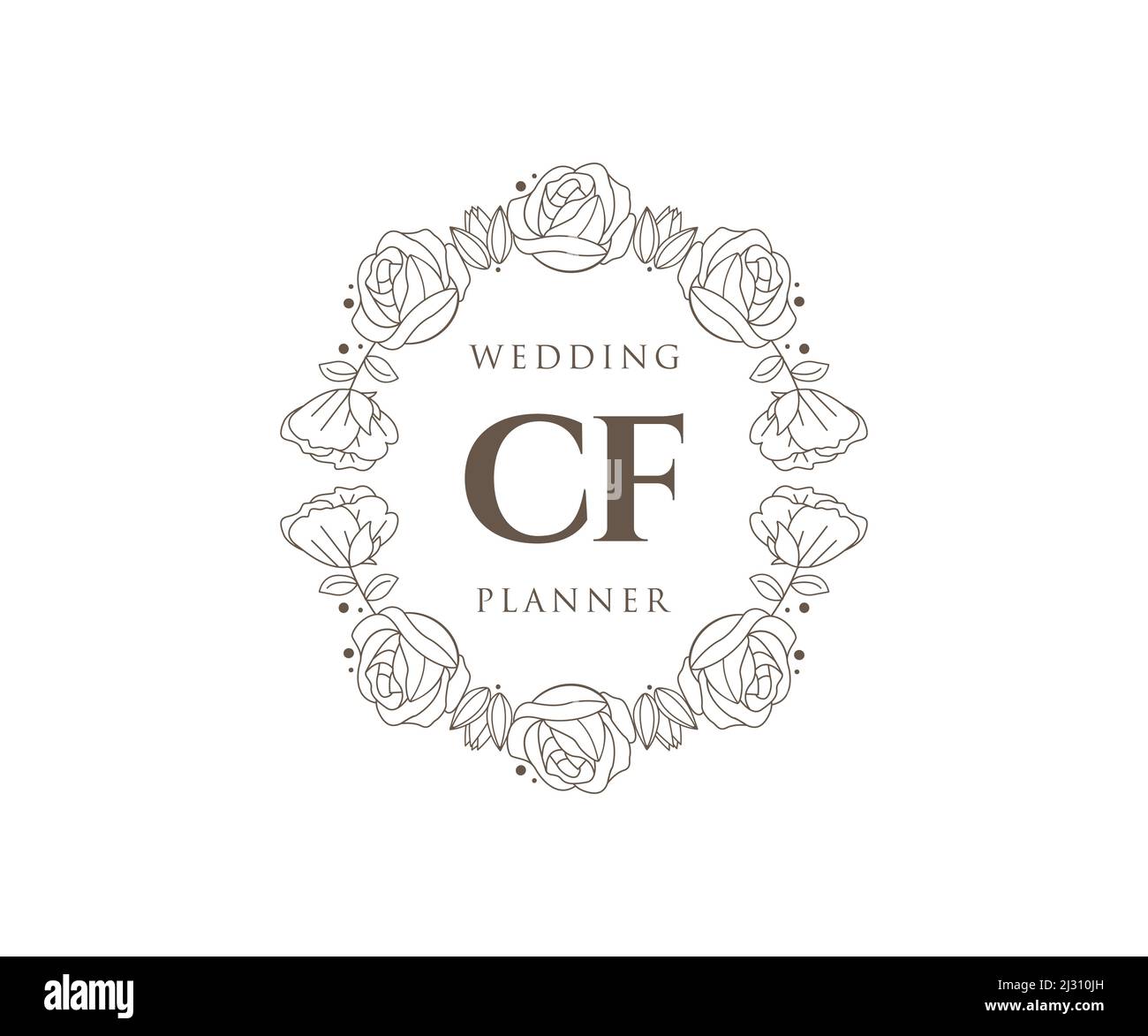 CF Initials letter Wedding monogram logos collection, hand drawn modern ...
