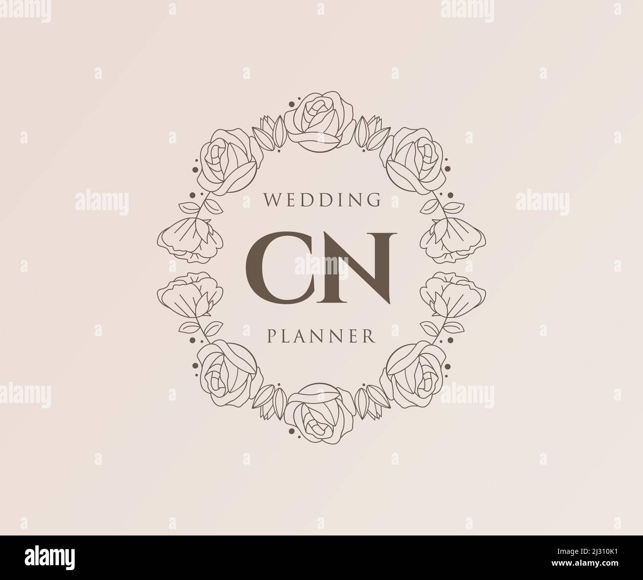 CN Initials letter Wedding monogram logos collection, hand drawn modern ...