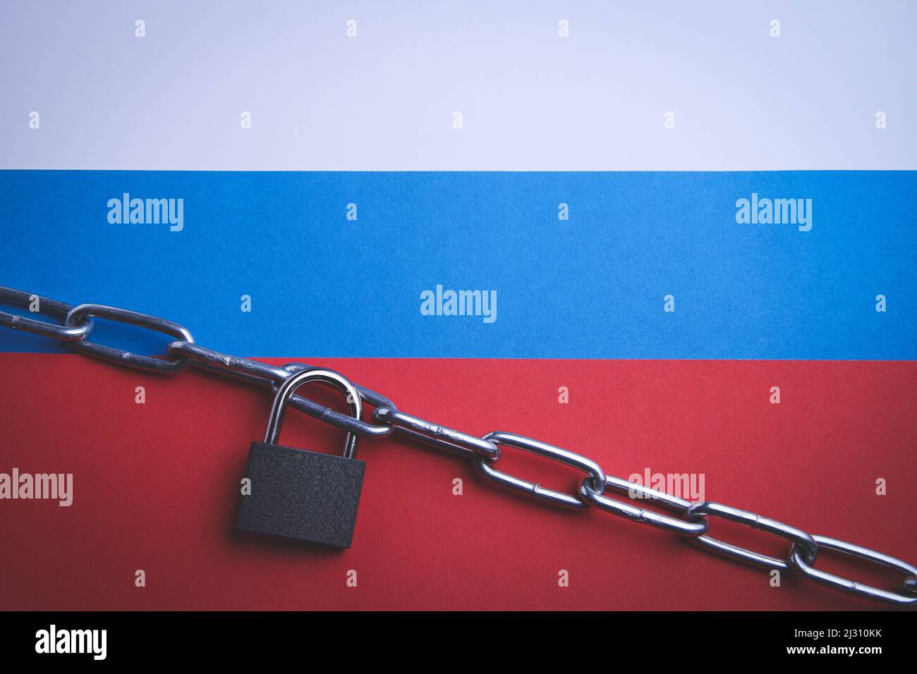 Flag of Russia and a chain with a lock. Country blocking. Prohibited ...