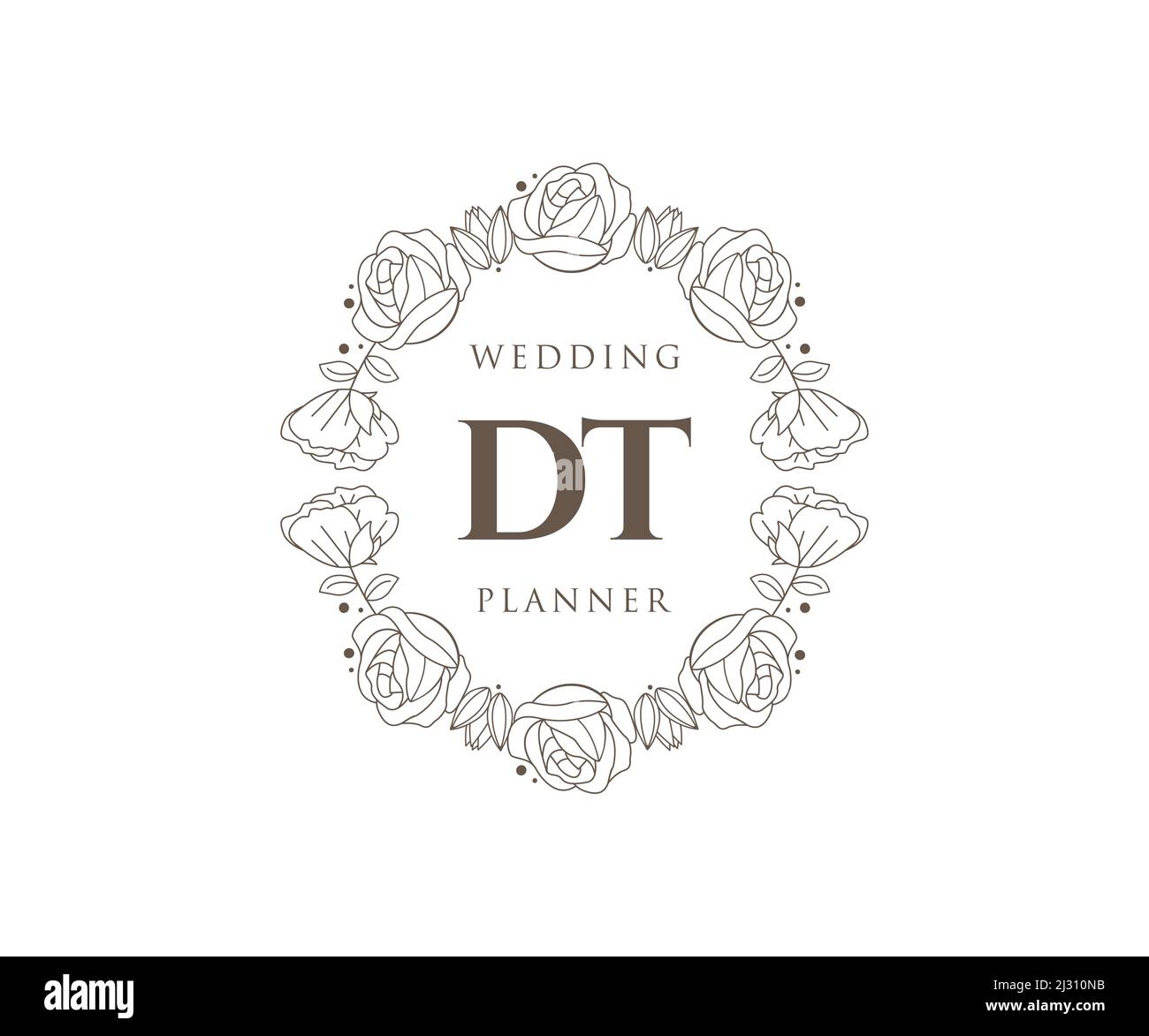 DT Initials letter Wedding monogram logos collection, hand drawn modern minimalistic and floral ...