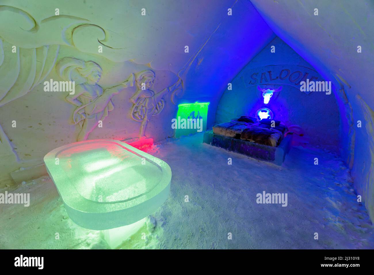 Hotel made of ice, Arctic Snow Hotel, Rovaniemi, Finland Stock Photo ...