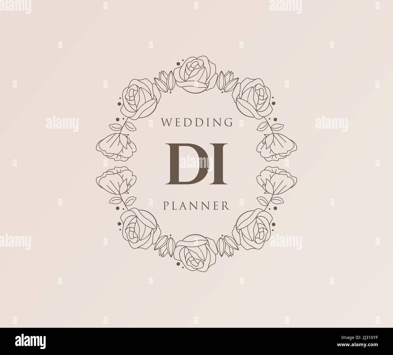 DI Initials letter Wedding monogram logos collection, hand drawn modern ...