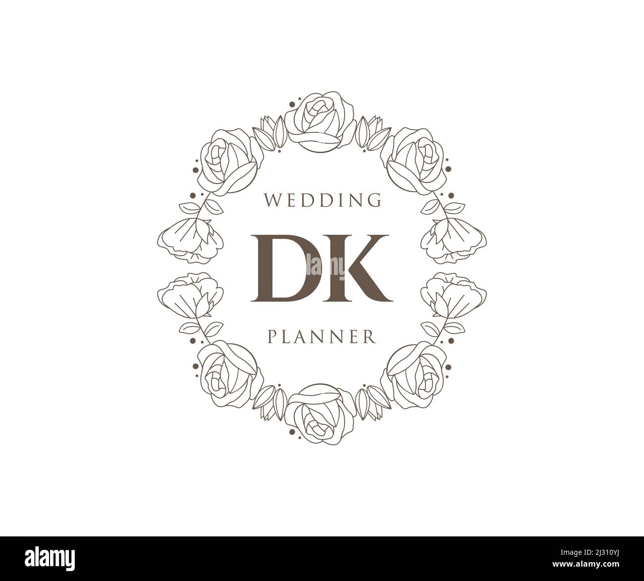 DK Initials letter Wedding monogram logos collection, hand drawn modern ...