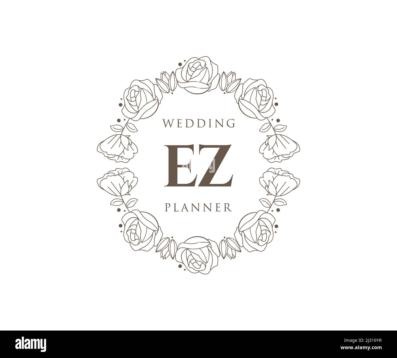 EZ Initials letter Wedding monogram logos collection, hand drawn modern ...