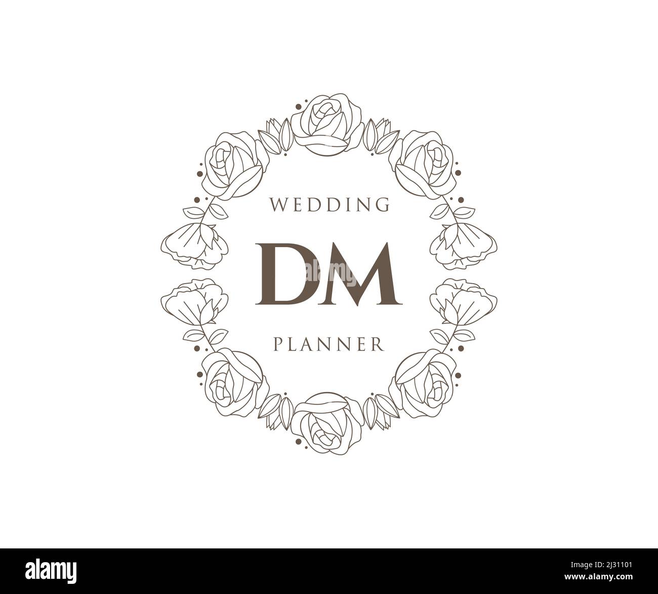 DM Initials letter Wedding monogram logos collection, hand drawn modern ...