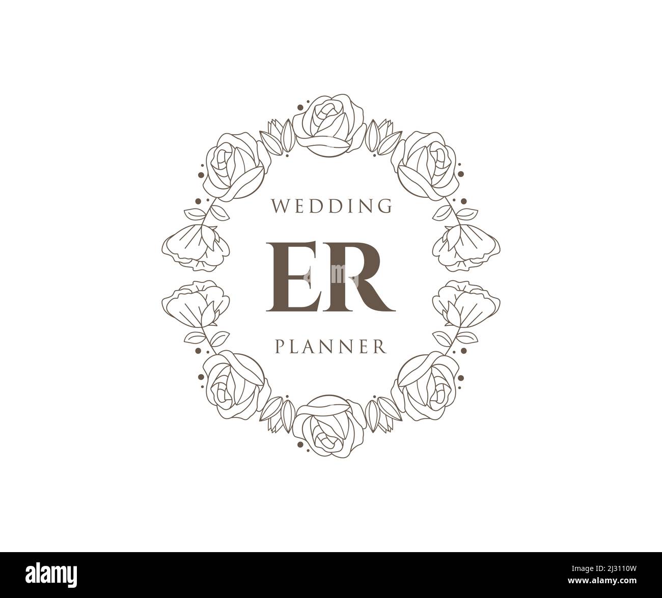 ER Initials letter Wedding monogram logos collection, hand drawn modern ...