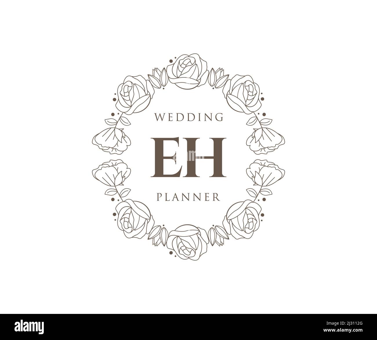 EH Initials letter Wedding monogram logos collection, hand drawn modern ...