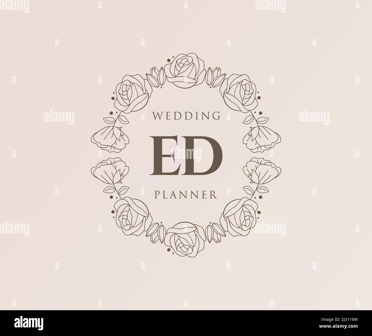 ED Initials letter Wedding monogram logos collection, hand drawn modern ...