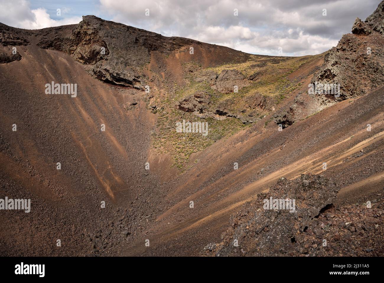 Volcano crater in the volcanic field of Pali Aike National Park ...