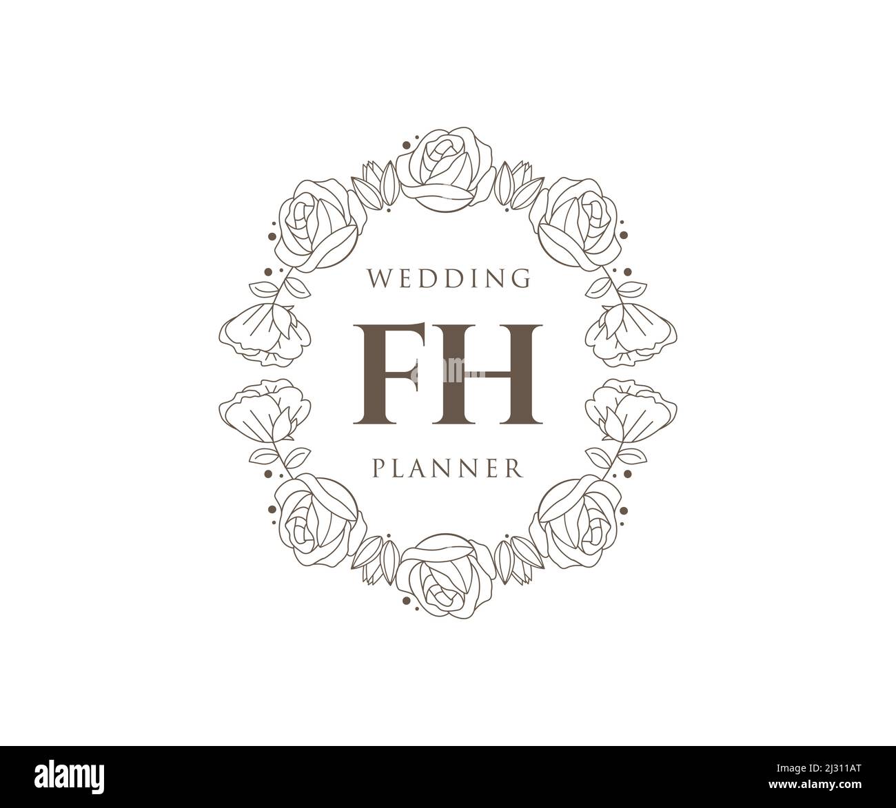 FH Initials letter Wedding monogram logos collection, hand drawn modern ...
