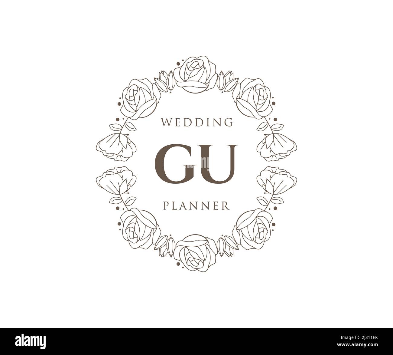 GU Initials letter Wedding monogram logos collection, hand drawn modern ...