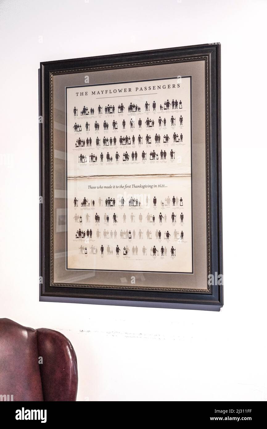 PLYMOUTH, USA - SEP 26, 2017: lists of people of mayflower ...