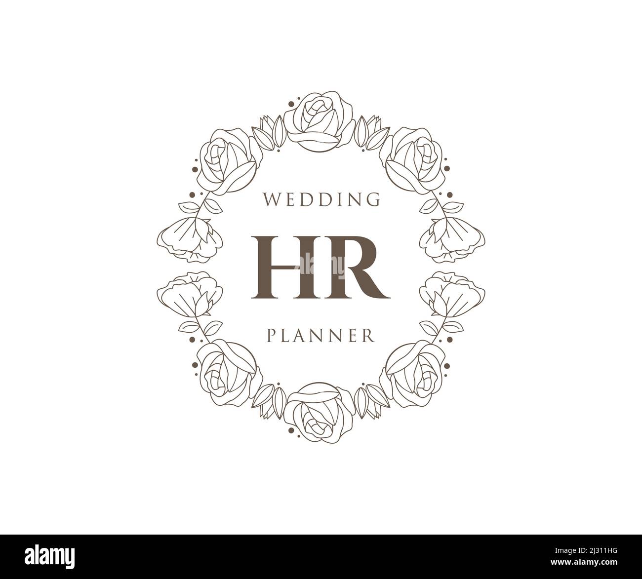 HR Initials letter Wedding monogram logos collection, hand drawn modern ...