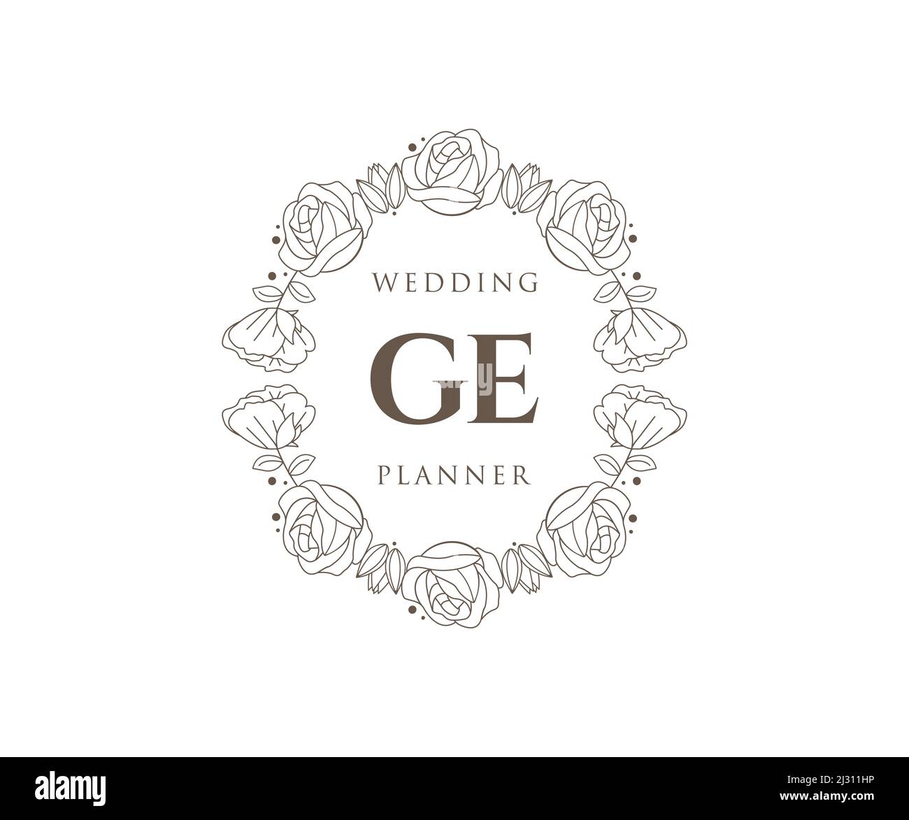 GE Initials letter Wedding monogram logos collection, hand drawn modern ...