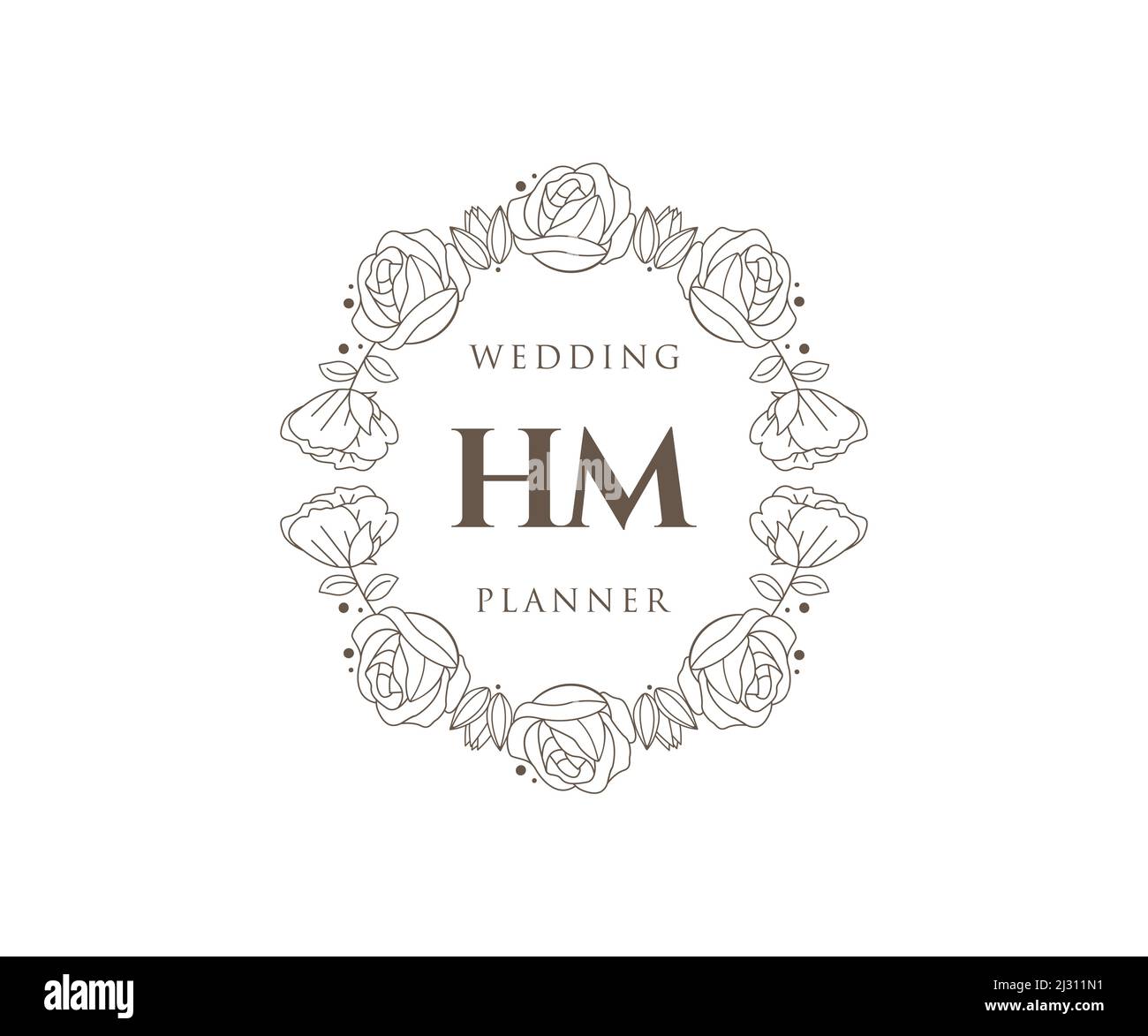 HM Initials letter Wedding monogram logos collection, hand drawn modern ...