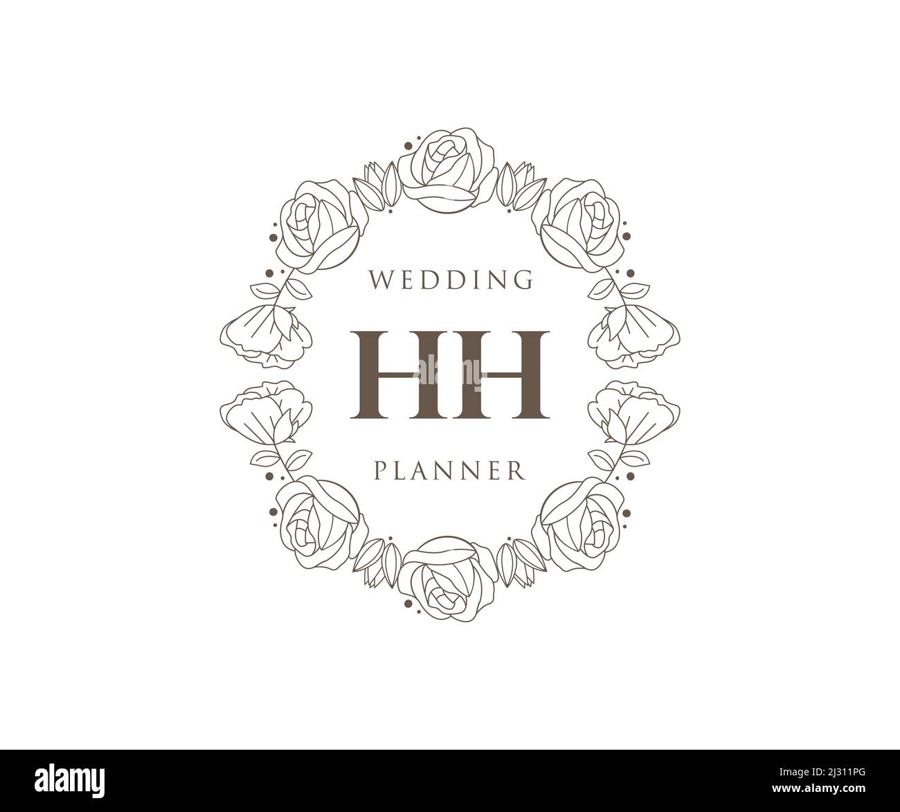 HH Initials letter Wedding monogram logos collection, hand drawn modern ...