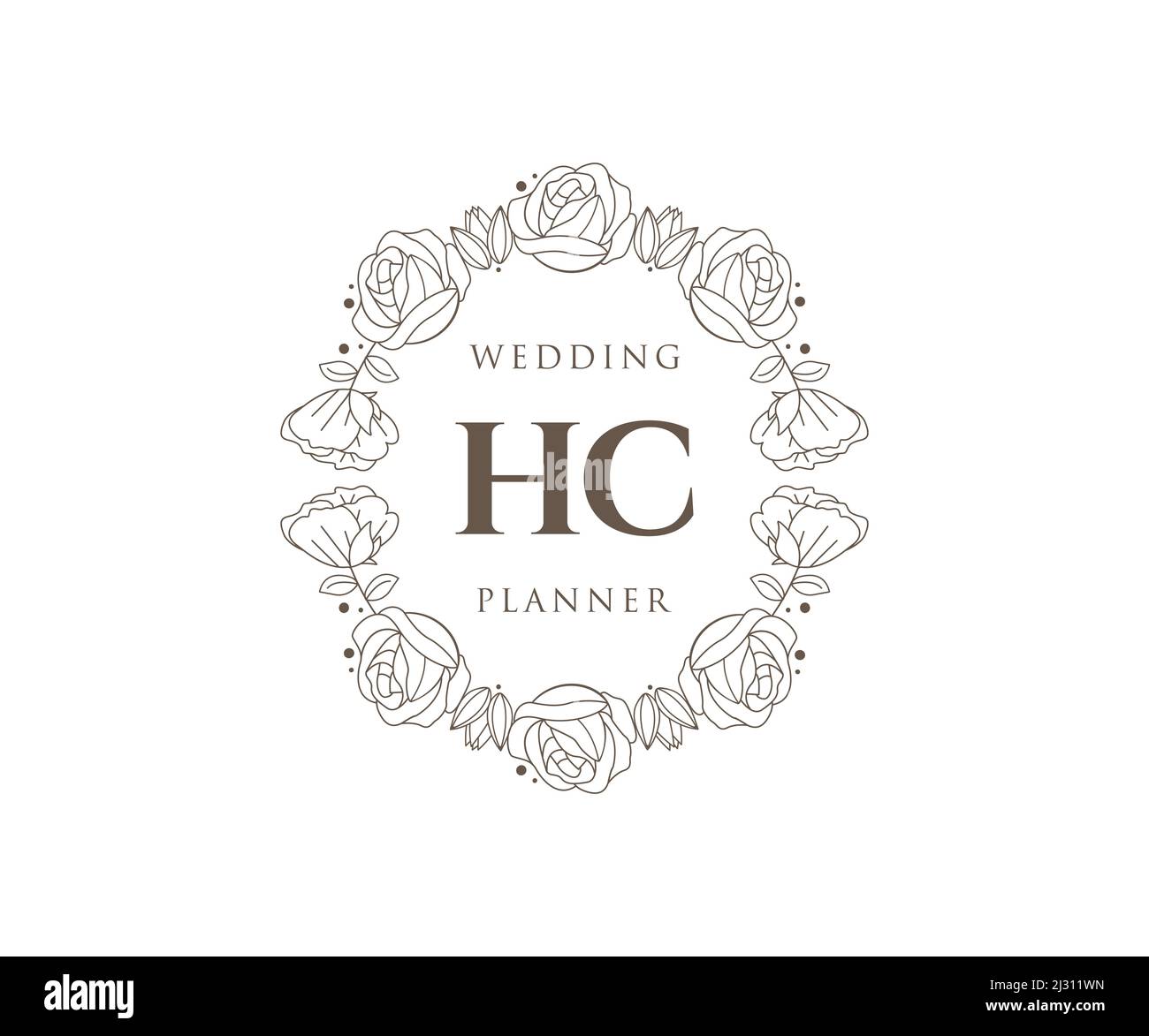 HC Initials letter Wedding monogram logos collection, hand drawn modern ...