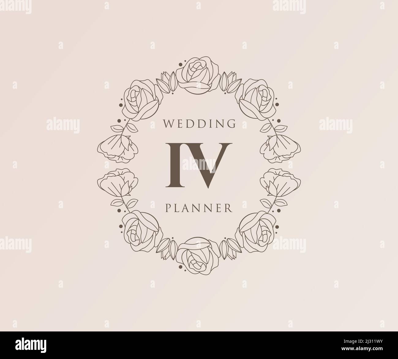 IV Initials letter Wedding monogram logos collection, hand drawn modern ...