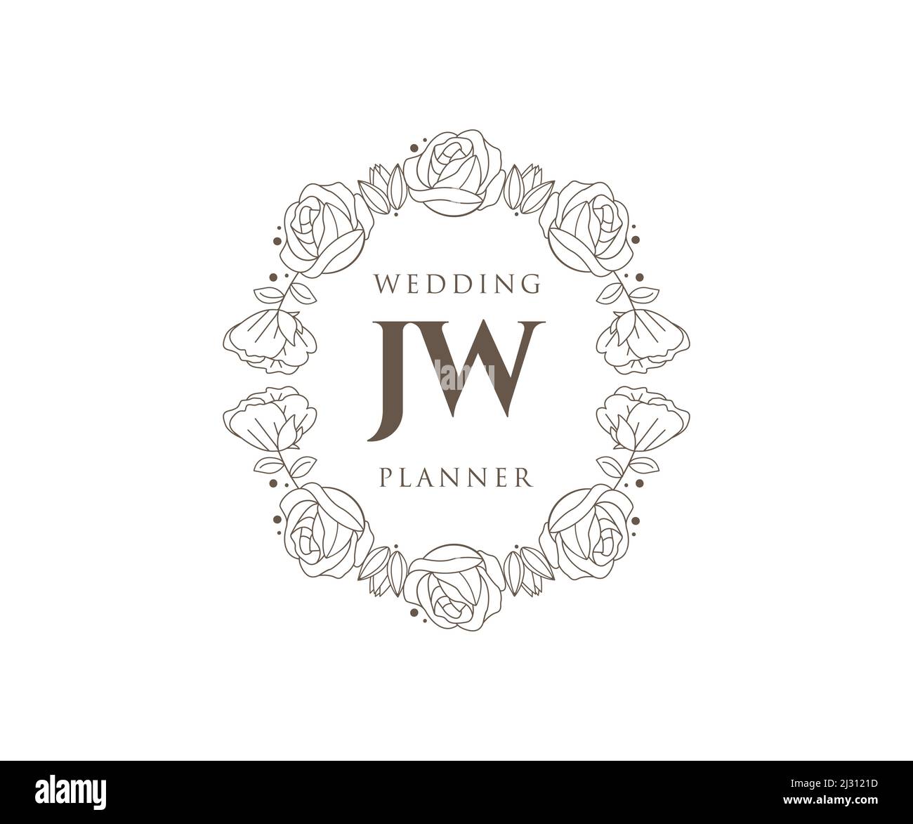 JW Initials letter Wedding monogram logos collection, hand drawn modern ...
