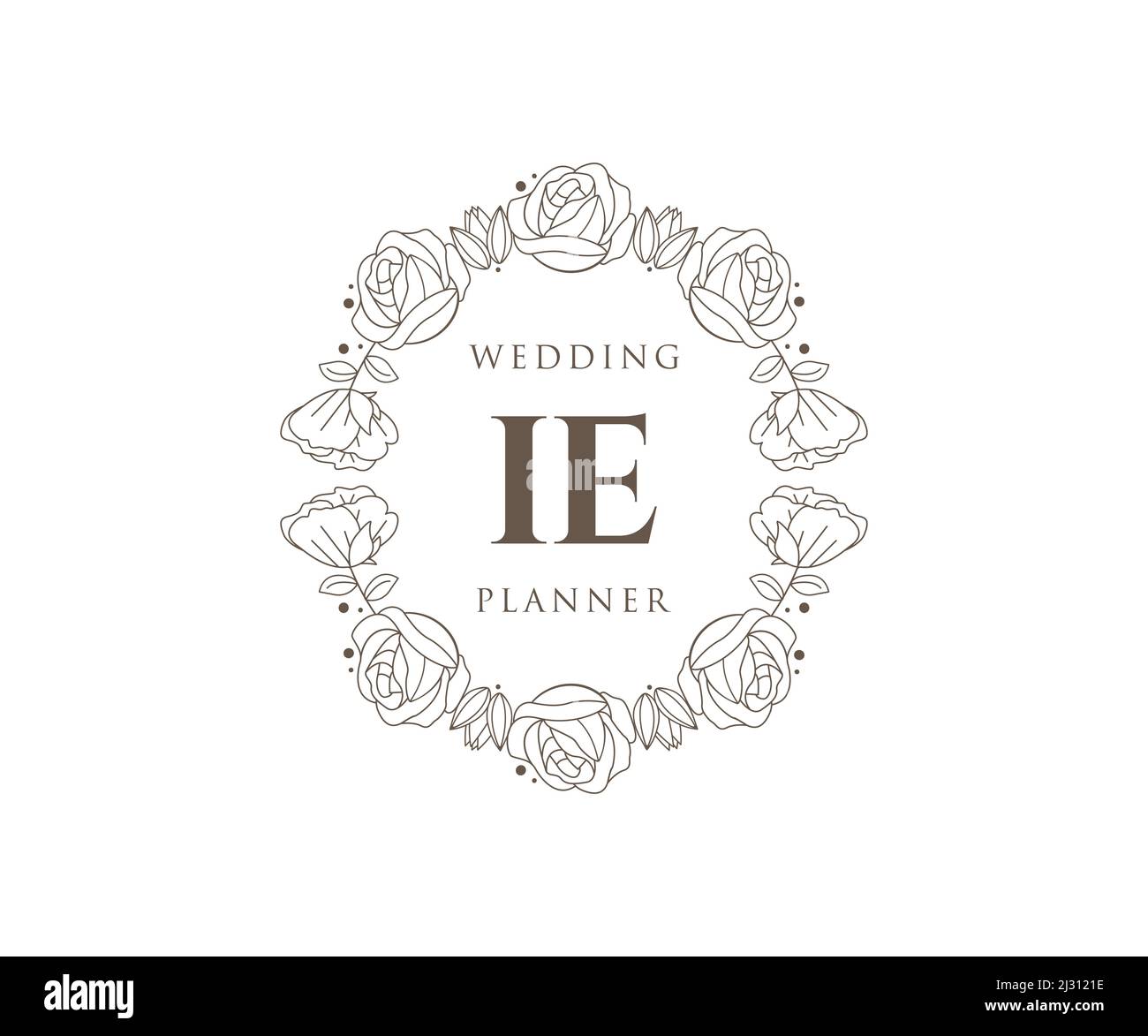 IE Initials letter Wedding monogram logos collection, hand drawn modern ...